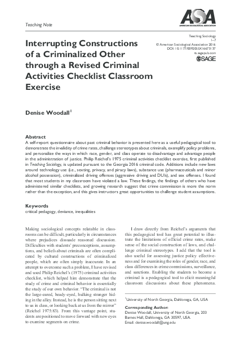 (PDF) Interrupting Constructions of a Criminalized Other through a ...