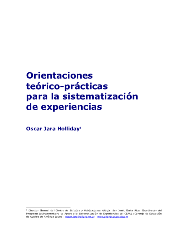 (PDF) Orientaciones teórico-prácticas para la sistematización de ...