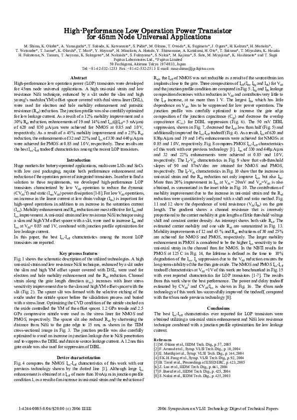 (PDF) High-Performance Low Operation Power Transistor for 45nm Node ...