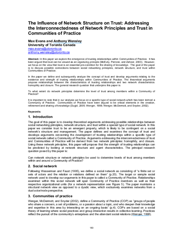 (PDF) The Influence of Network Structure on Trust: Addressing the ...