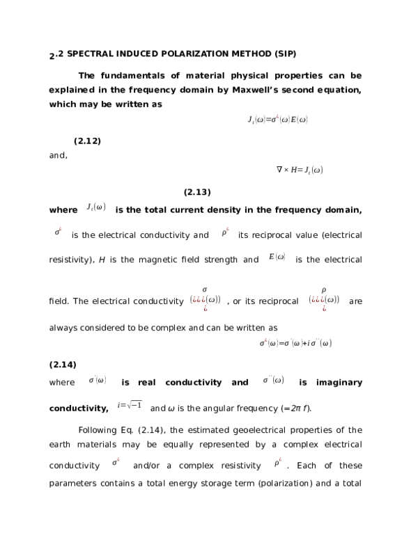 (DOC) 2.2 SPECTRAL INDUCED POLARIZATION METHOD (SIP