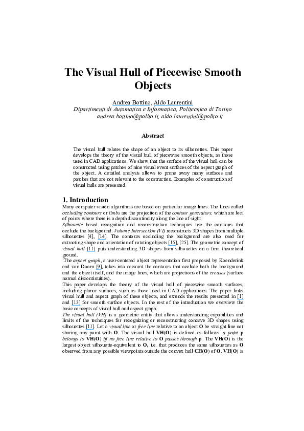 (PDF) The visual hull of piecewise smooth objects