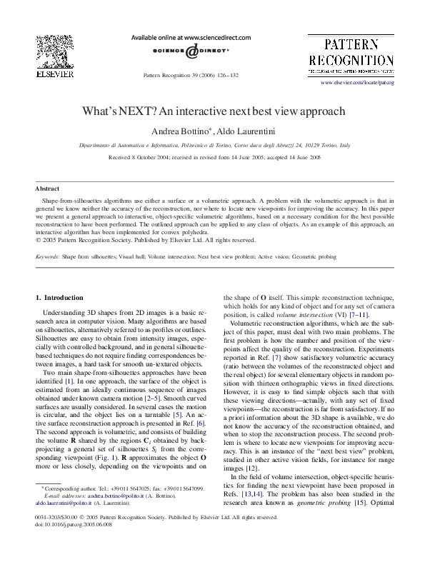 (PDF) What's NEXT? An interactive next best view approach