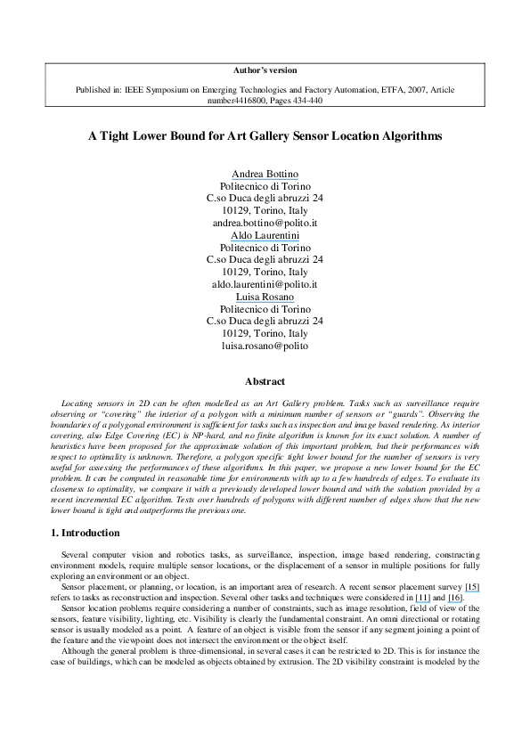 (PDF) A tight lower bound for art gallery sensor location algorithms