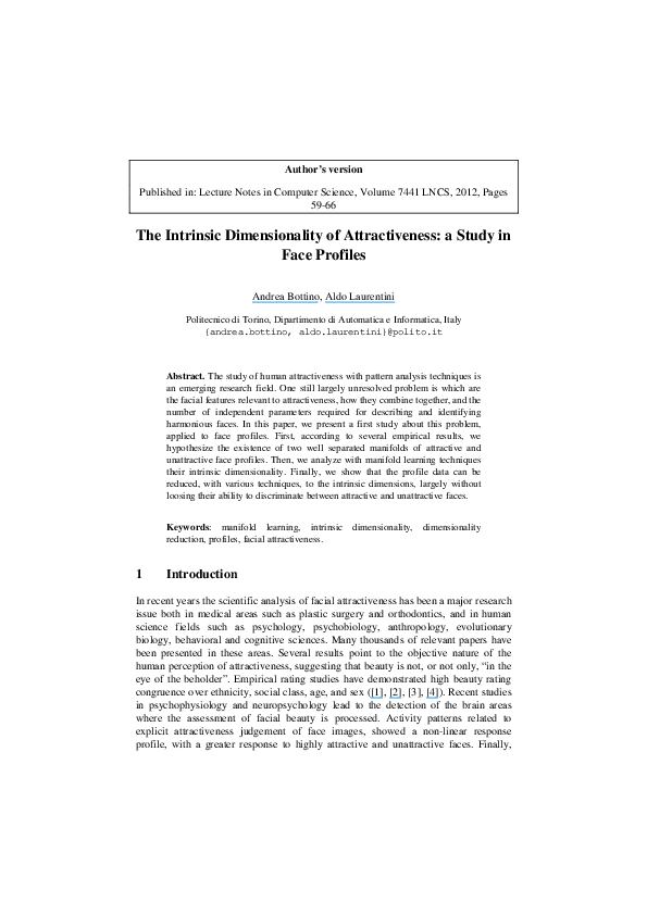 (PDF) The Intrinsic Dimensionality of Attractiveness: A Study in Face ...