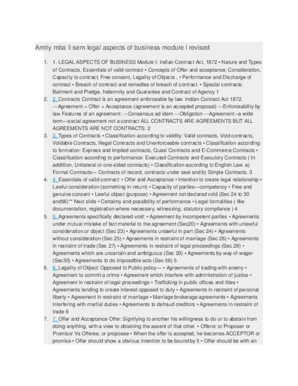 (DOC) Amity mba ii sem legal aspects of business module i revised