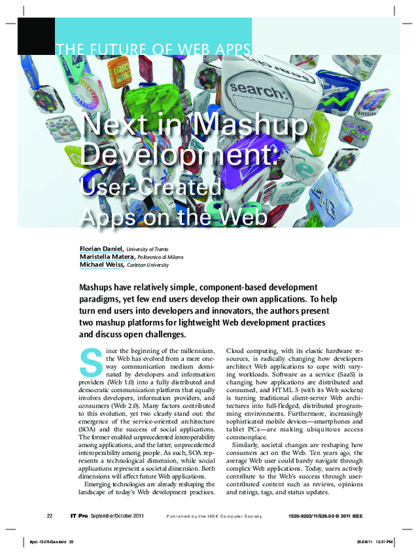 (PDF) Next in Mashup Development: User-Created Apps on the Web