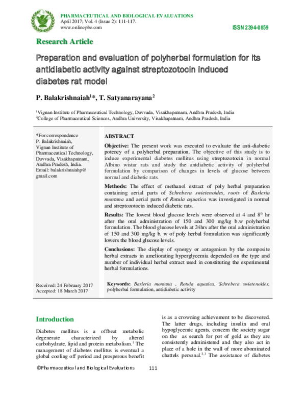(PDF) Preparation and evaluation of polyherbal formulation for its ...