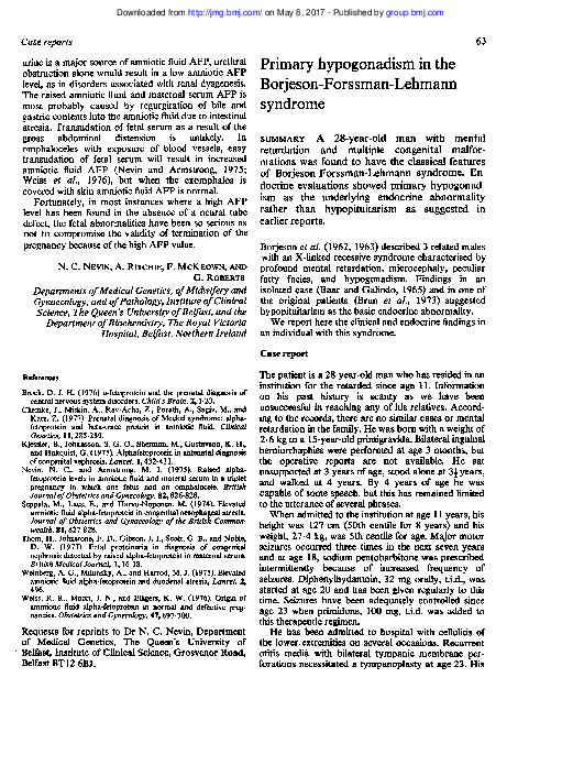 (PDF) Primary hypogonadism in the Borjeson-Forssman-Lehmann syndrome
