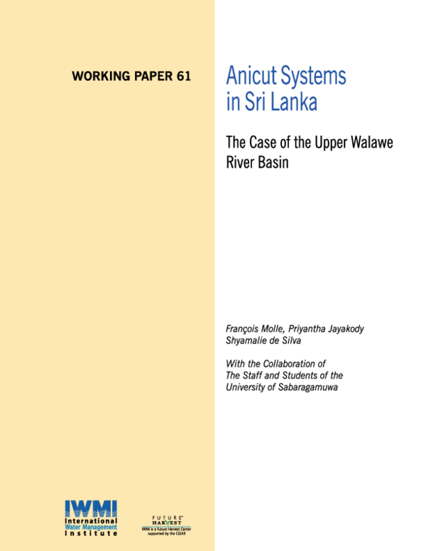 (PDF) Anicut systems in Sri Lanka: The case of the Upper Walawe river basin