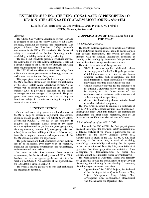 (PDF) Experience Using the Functional Safety Principles to Design the ...