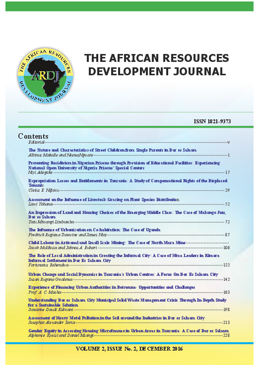 (PDF) THE AFRICAN RESOURCES DEVELOPMENT JOURNAL | Alphonce Kyessi ...