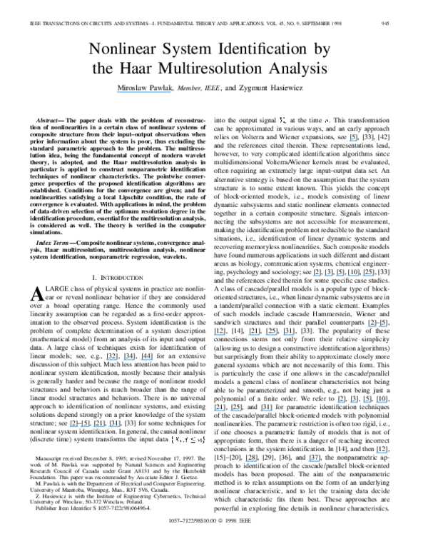 (PDF) Nonlinear system identification by the Haar multiresolution analysis