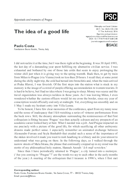 (PDF) The idea of a good life