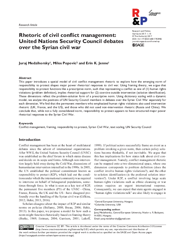 (PDF) Rhetoric of civil conflict management: United Nations Security ...