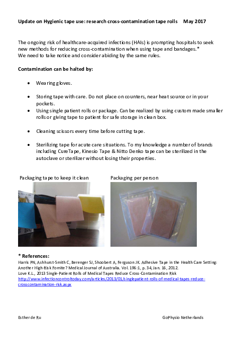 (PDF) Update on Hygienic tape use: research cross-contamination tape ...