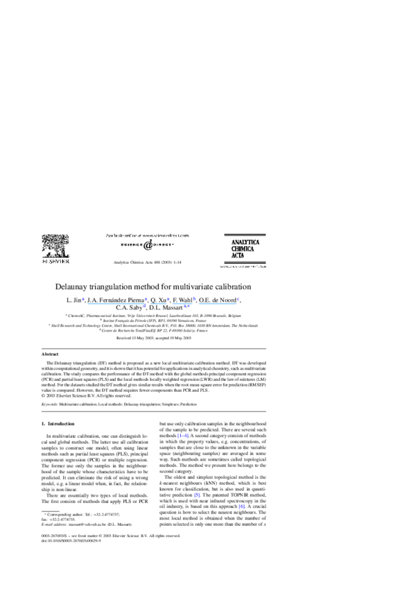 (PDF) Delaunay triangulation method for multivariate calibration
