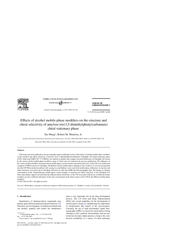(PDF) Effects of alcohol mobile-phase modifiers on the structure and ...
