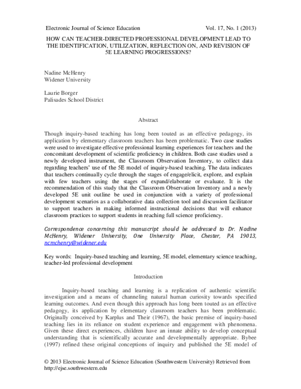 (PDF) Effective Use of Inquiry in the Elementray Science Classroom ...