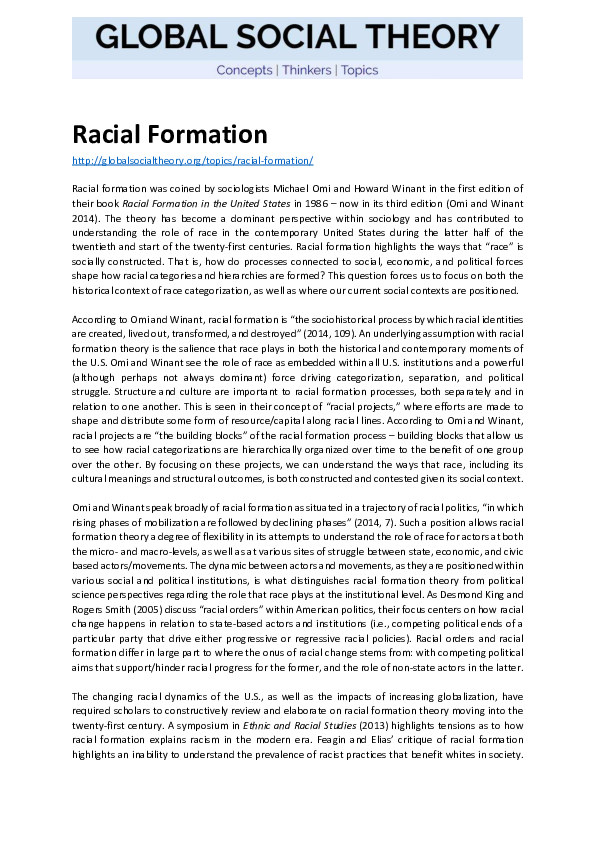(PDF) Racial formation