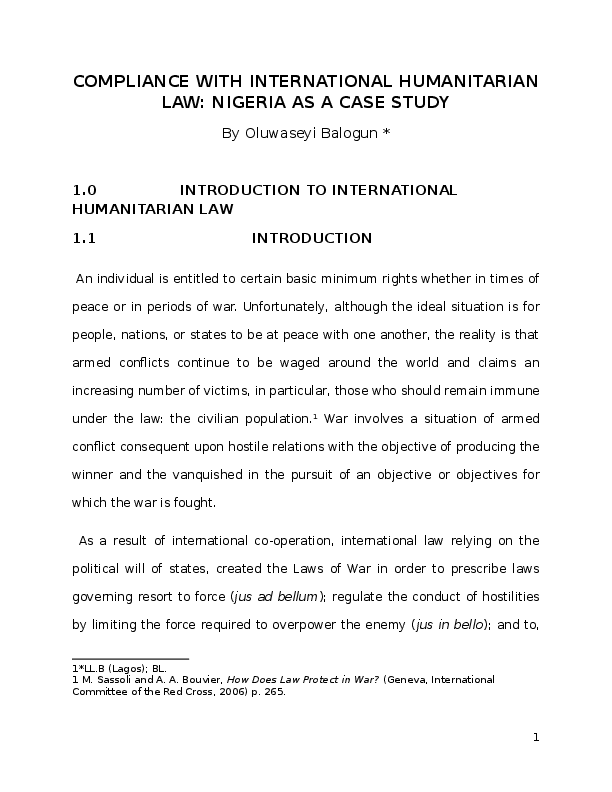 (PDF) COMPLIANCE WITH INTERNATIONAL HUMANITARIAN LAW: NIGERIA AS A CASE ...