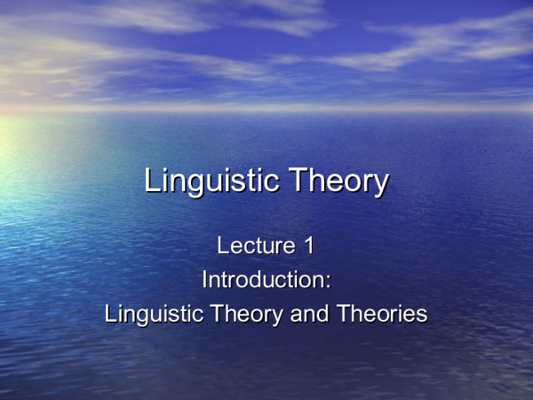 (PPT) Linguistic Theory