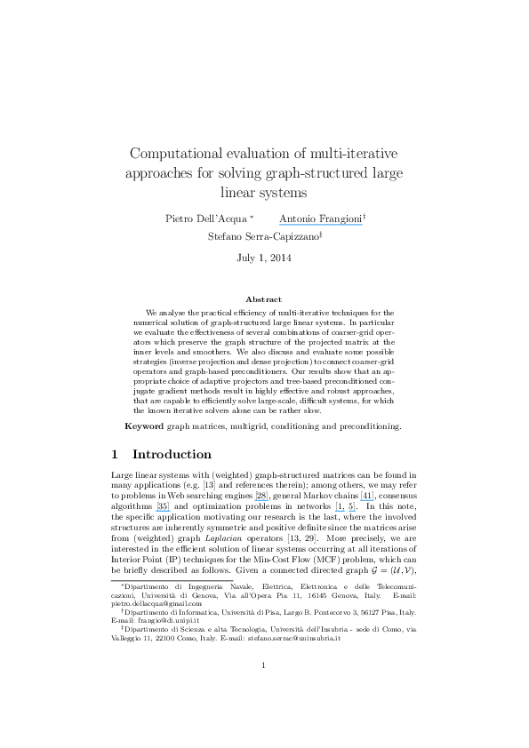 Pdf Computational Evaluation Of Multi Iterative Approaches For Solving Graph Structured Large 3599