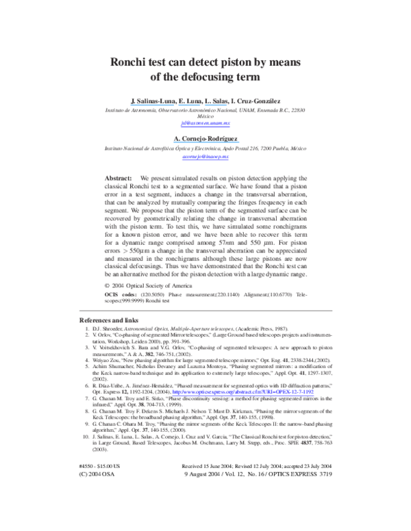 (PDF) Ronchi test can detect piston by means of the defocusing term