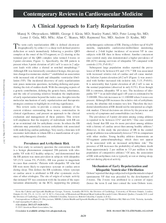 (PDF) A Clinical Approach to Early Repolarization