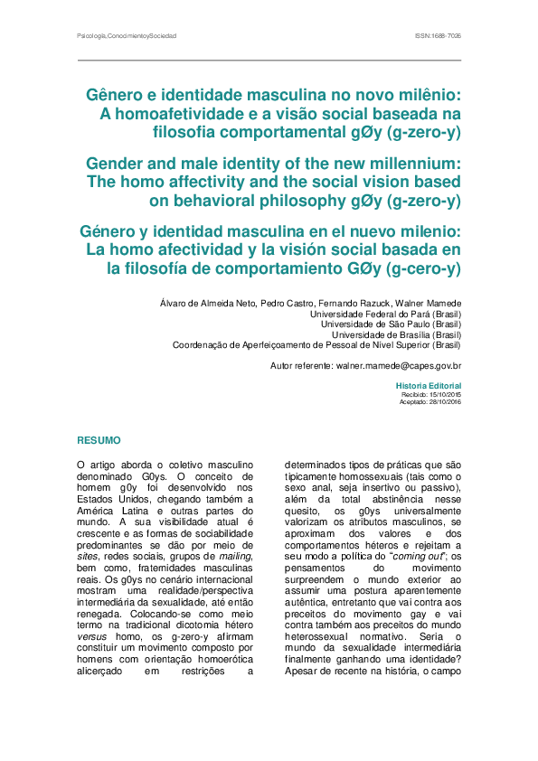 (PDF) Gender and male identity of the new millennium: The homo ...
