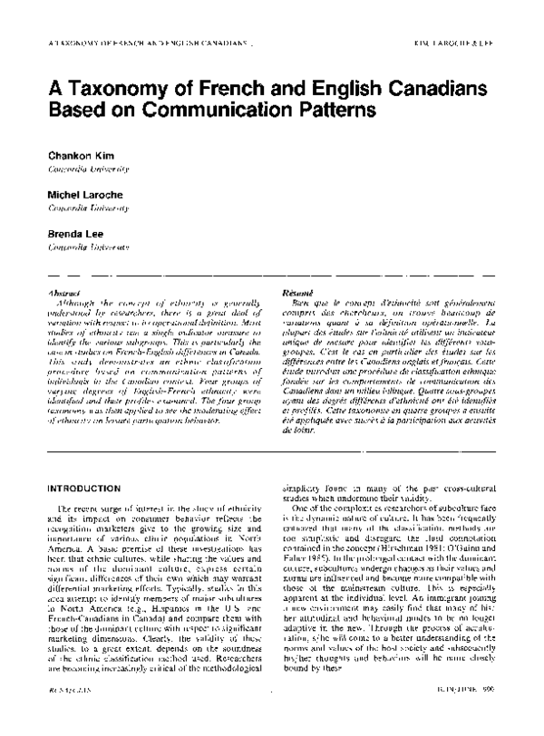 (PDF) A Taxonomy of French and English Canadians Based on Communication ...