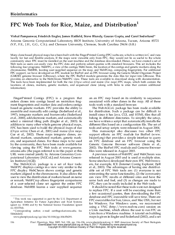 (PDF) FPC Web Tools for Rice, Maize, and Distribution