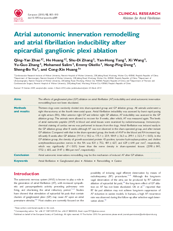 (PDF) Atrial autonomic innervation remodelling and atrial fibrillation ...