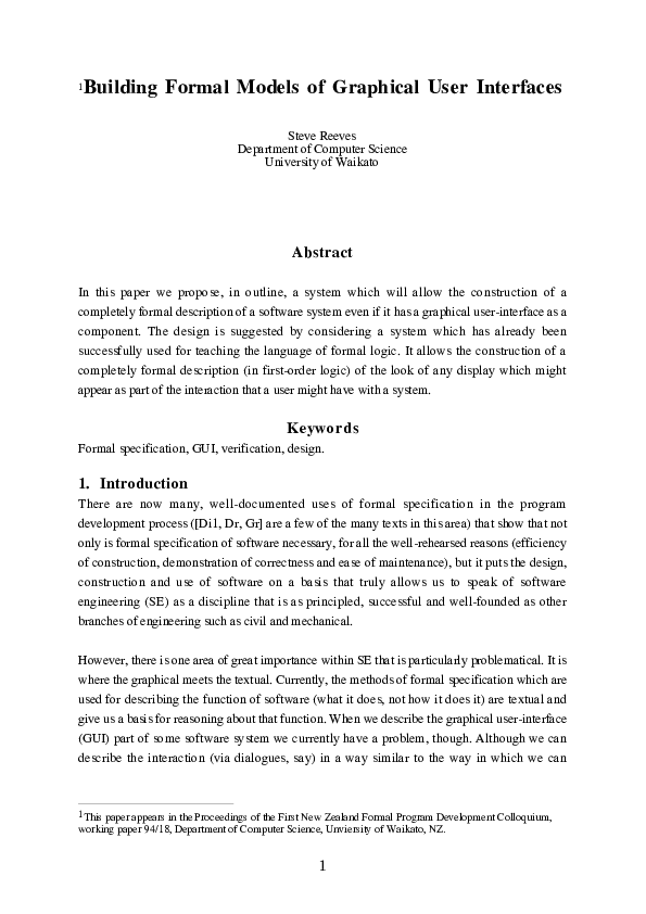 (PDF) Building Formal Models of Graphical User Interfaces