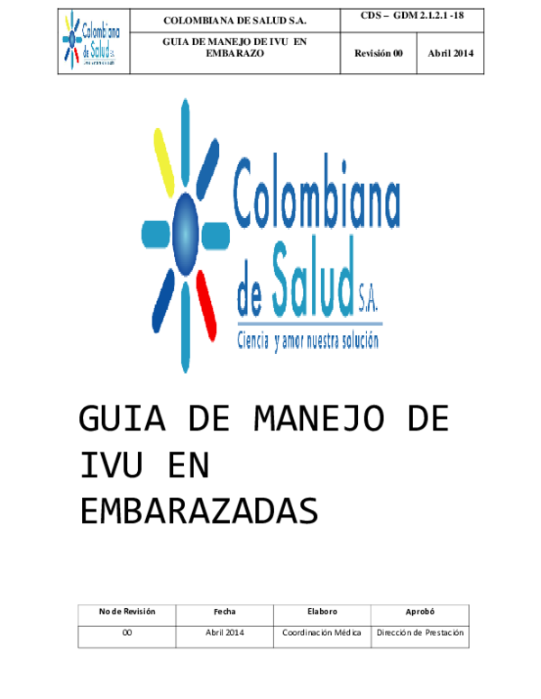 (PDF) COLOMBIANA DE SALUD S.A. CDS – GDM 2.1.2.1 -18 GUIA DE MANEJO DE ...