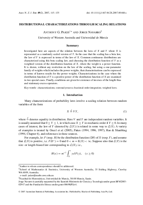 (PDF) Distributional Characterizations Through Scaling Relations | Jorge Daniel Navarro ...