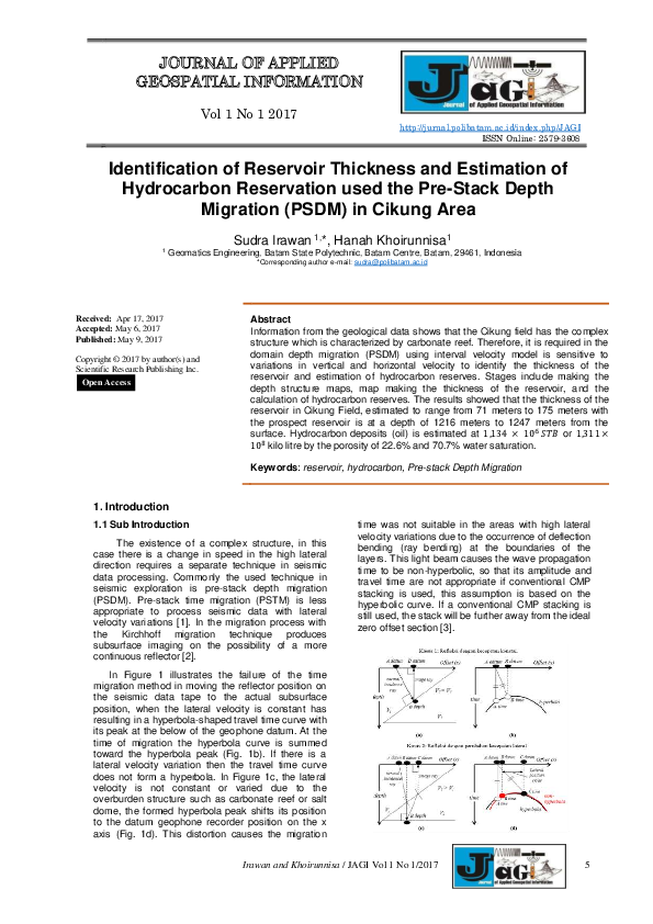 Pdf Identification Of Reservoir Thickness And Estimation Of Hydrocarbon Reservation Used The
