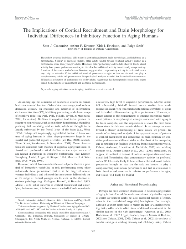 (PDF) The Implications of Cortical Recruitment and Brain Morphology for ...