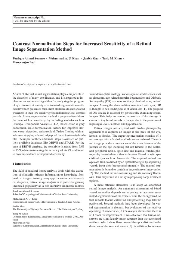 (PDF) Contrast Normalization Steps for Increased Sensitivity of a ...
