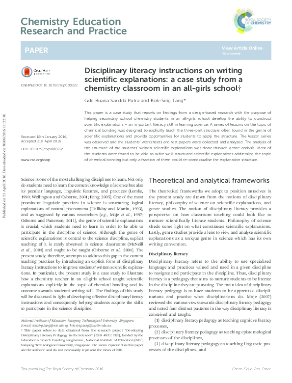 (PDF) Disciplinary Literacy Instruction on Writing Scientific ...