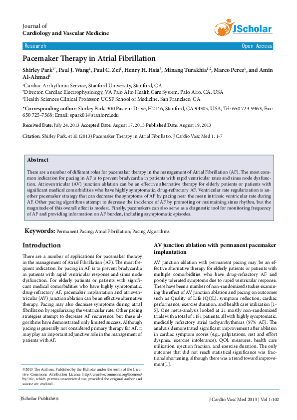 (PDF) Pacemaker Therapy in Atrial Fibrillation