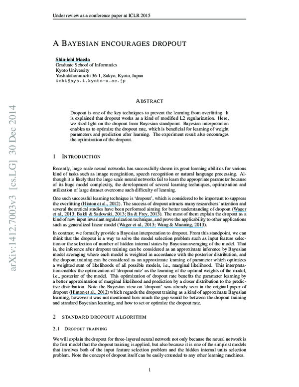 A Bayesian encourages dropout