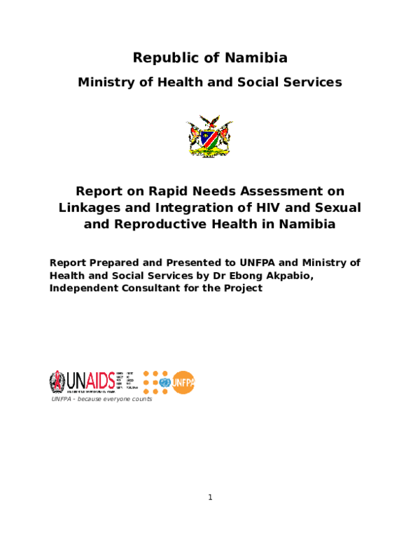 Doc Final Report Needs Assessment On Hiv And Srhr Integration And