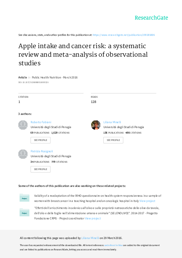 (PDF) Apple intake and cancer risk: a systematic review and meta ...