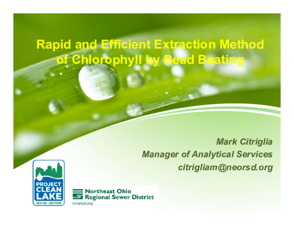 (PDF) Rapid and Efficient Extraction Method of Chlorophyll by Bead Beating