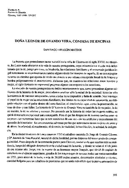 (PDF) DOÑA LEONOR DE OVANDO VERA, CONDESA DE ENCINAS