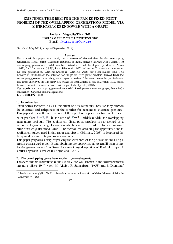 (PDF) EXISTENCE THEOREM FOR THE PRICES FIXED POINT PROBLEM OF THE ...