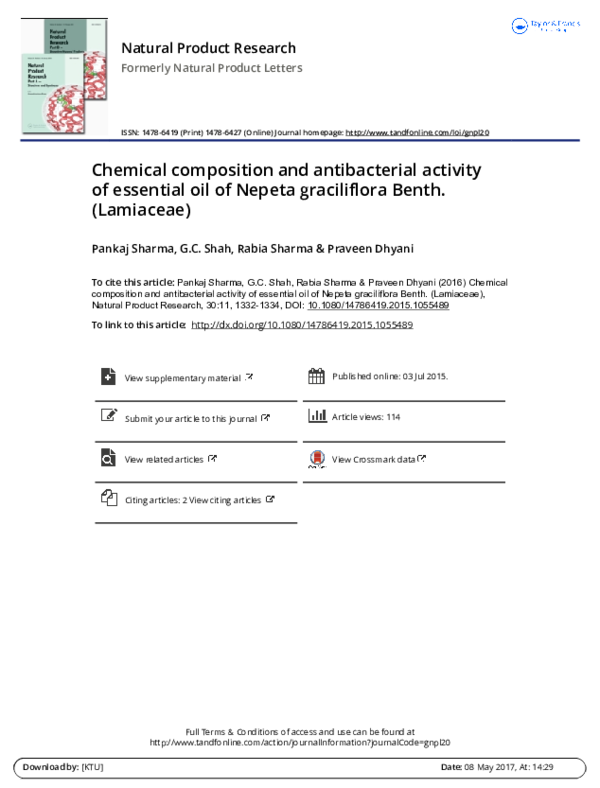 (PDF) Natural Product Research Chemical composition and antibacterial ...