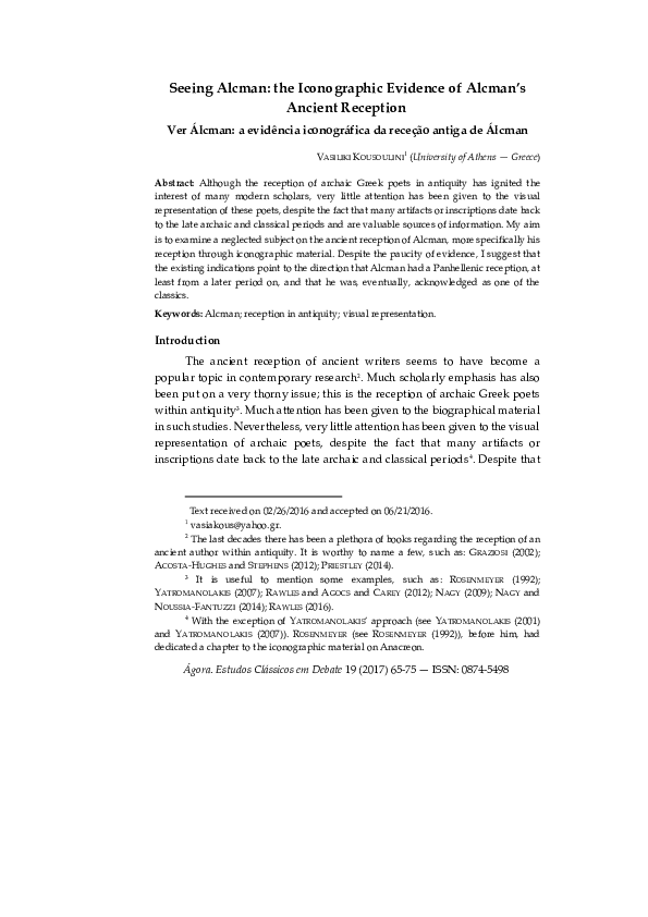 (PDF) ''Seeing Alcman: the Iconographic Evidence of Alcman’s Ancient ...