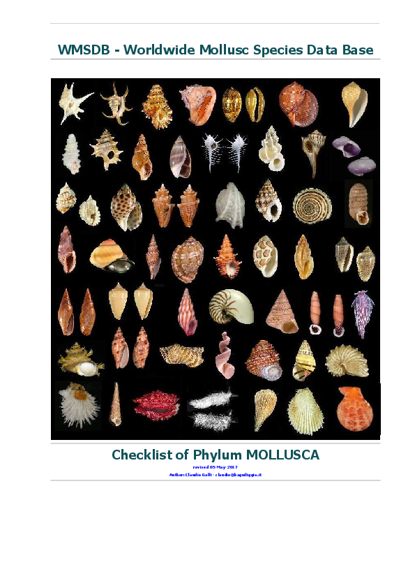 (PDF) WMSDB -Worldwide Mollusc Species Data Base Checklist of Phylum MOLLUSCA